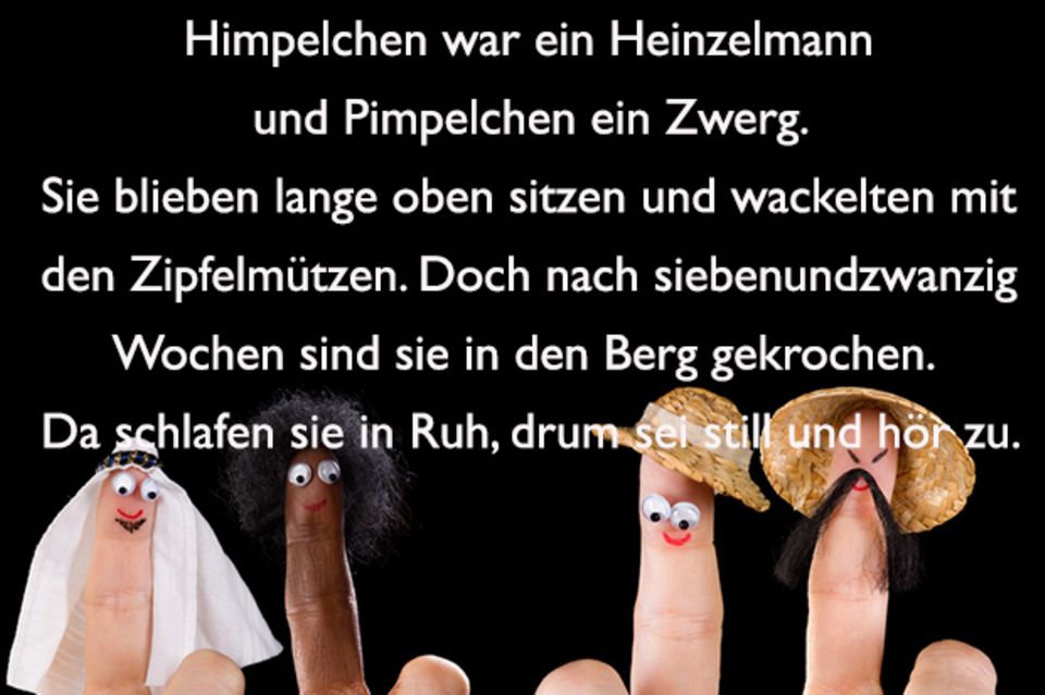 Die beiden Daumen sind bei diesem Fingerspiel Himpelchen und Pimpelchen ...